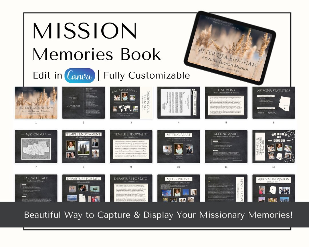Mission Memories Book – Editable in CANVA – LDS Missionary Gift ...
