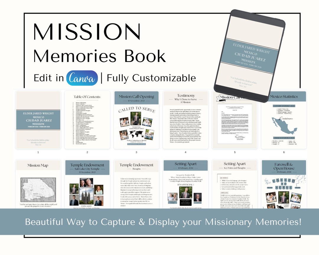 Mission Memories Book – Editable in CANVA – LDS Missionary Gift – Missionary Call - Missionary ...