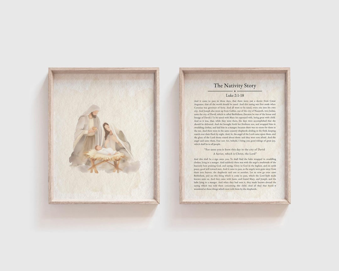 Nativity Scene Art and Nativity Story Set - Luke 2 - Christmas Wall Art ...