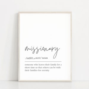 Missionary Definition Print - LDS Missionary Gift - LDS Mission ...