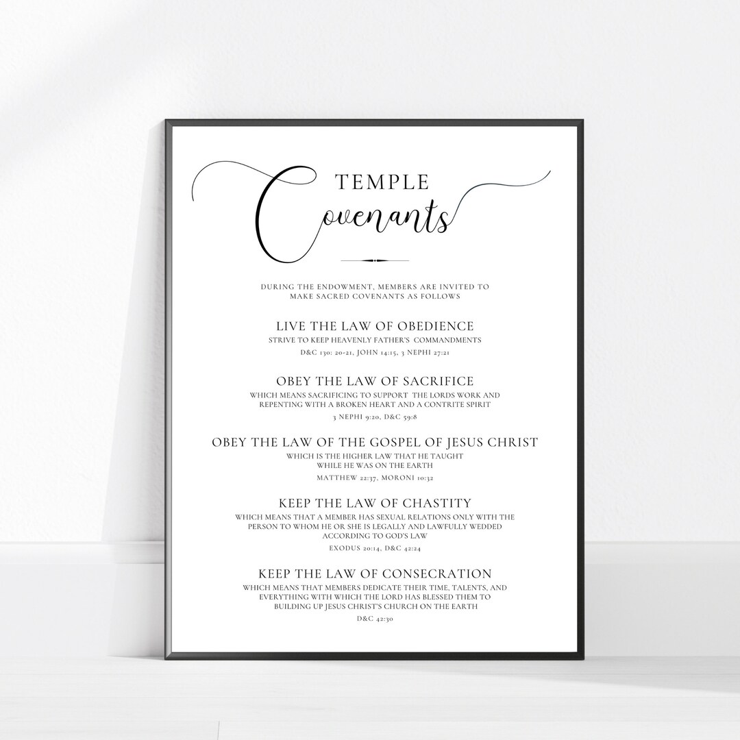 LDS Temple Covenants Print - Multiple Sizes - LDS Temple Preparation ...