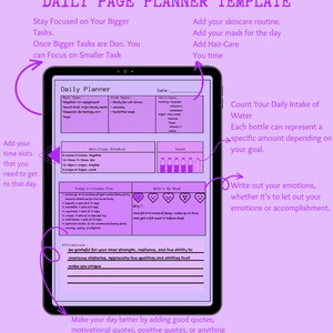 Purple Digital Planner, Daily Tracker, Printable Daily Planner, Digital ...