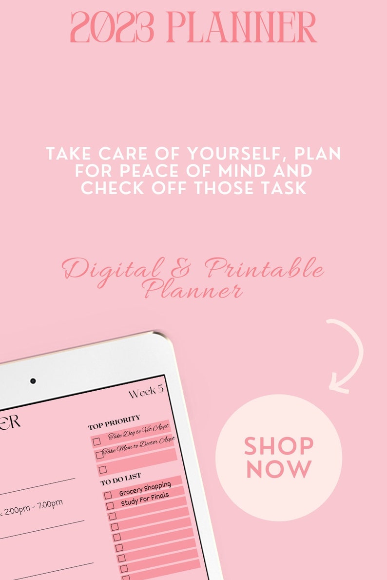 Pink 2023 Digital Planner, Goodnotes Pink 2023 Planner, Printable 2023 ...