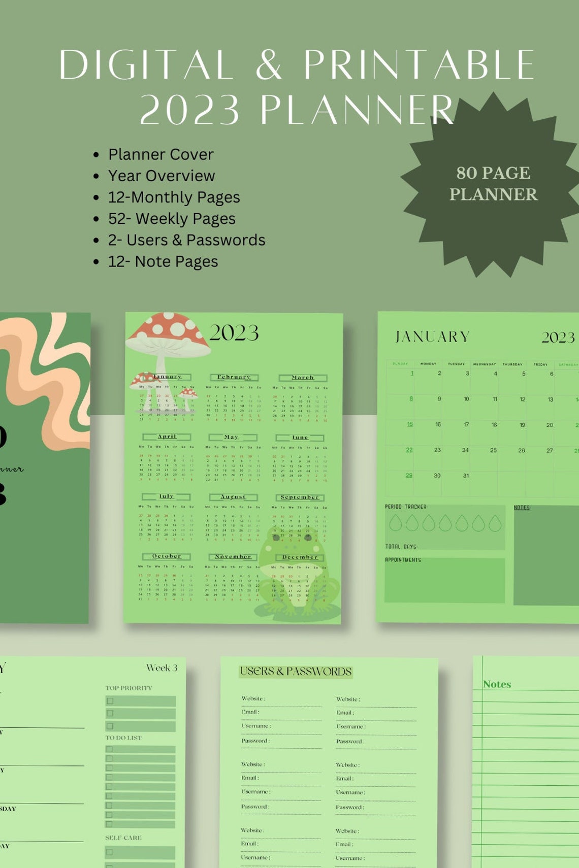 2023 Mushroom Hyperlinks Planner| Digital 2023 Planner| Goodnotes 2023 ...
