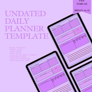 Purple Digital Planner, Daily Tracker, Printable Daily Planner, Digital ...