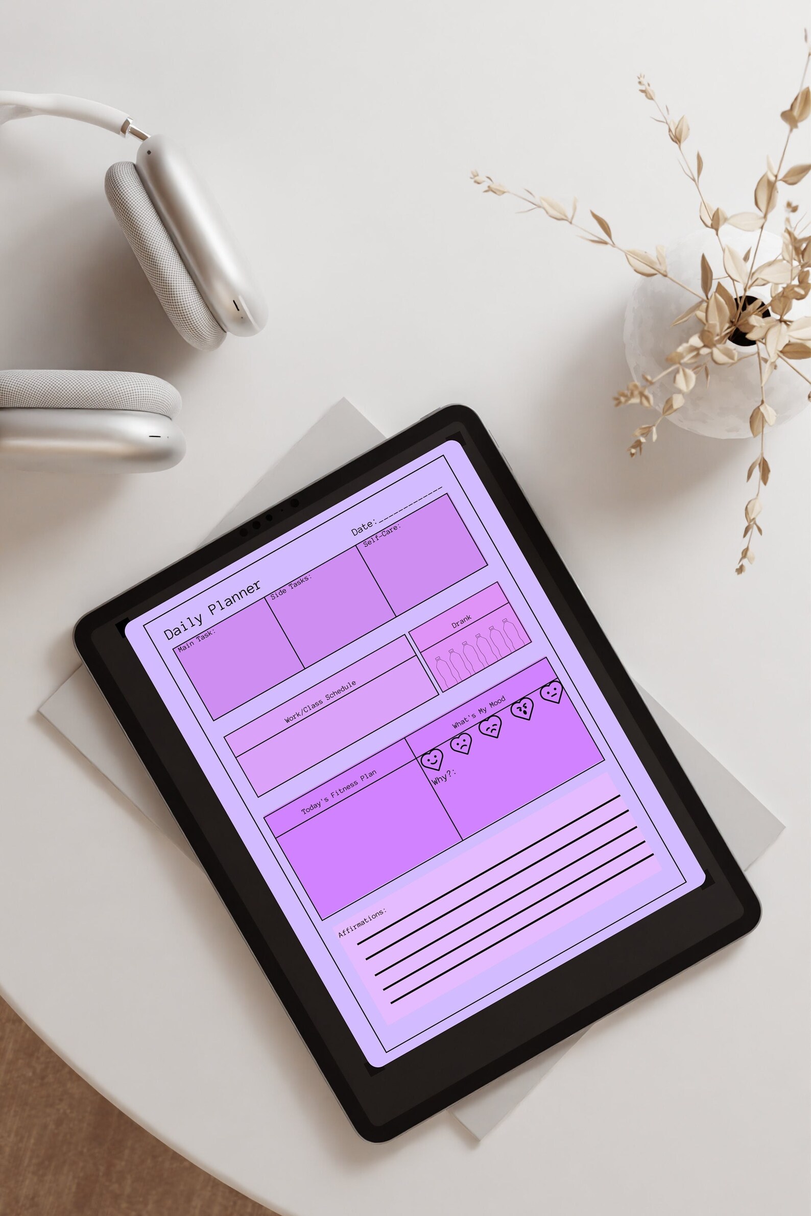 Purple Digital Planner, Daily Tracker, Printable Daily Planner, Digital ...