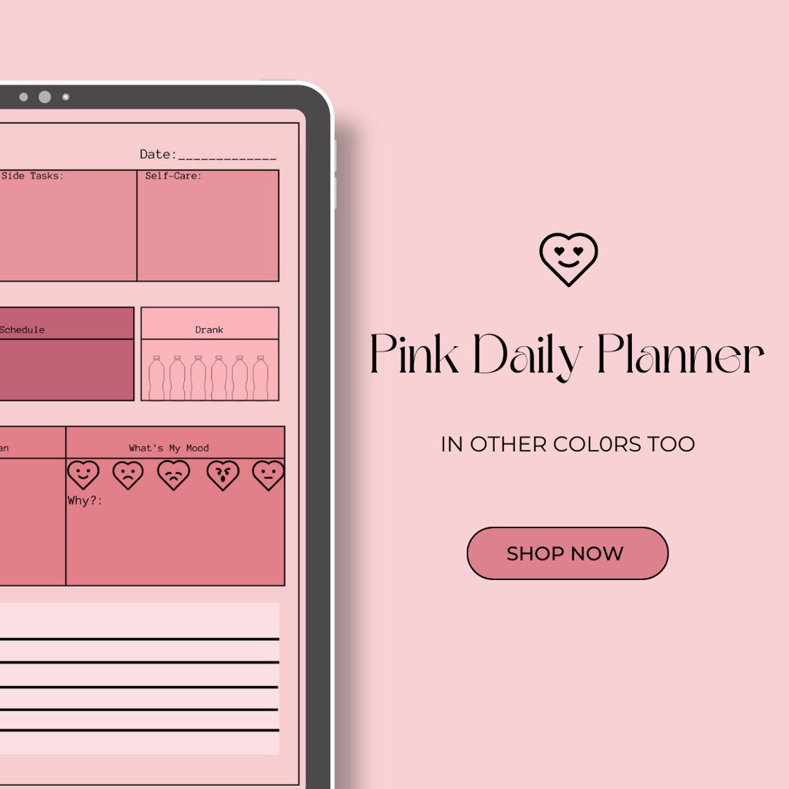 Pink Daily Digital Planner, Printable Planner, Daily Planner ...