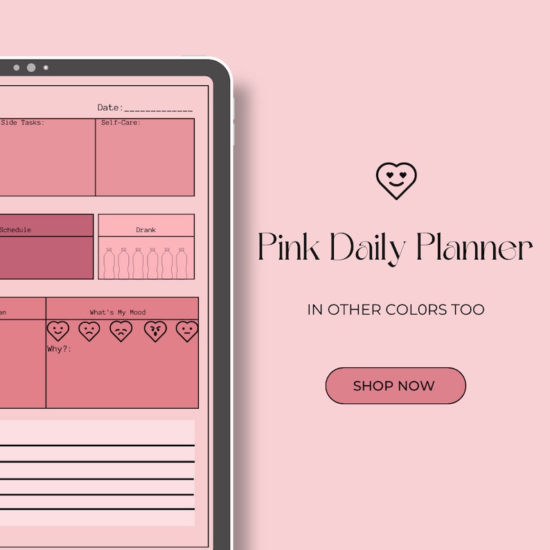 Pink Daily Digital Planner, Printable Planner, Daily Planner ...