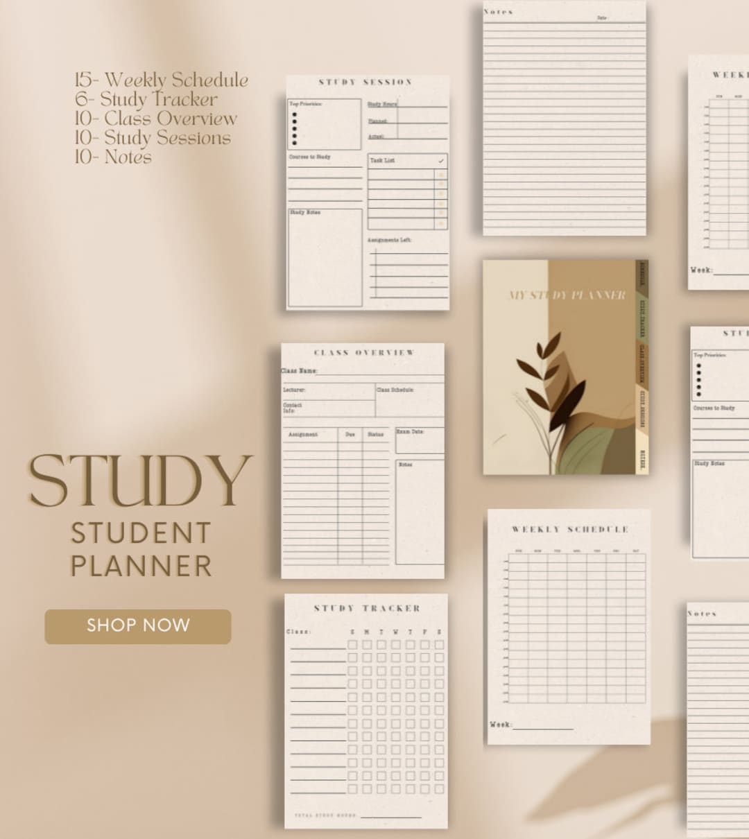 2024 Undated Study Planner, Hyperlink Study Planner, Studying Planner ...