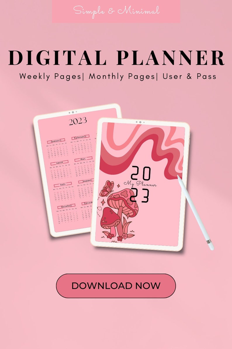 Pink 2023 Digital Planner, Goodnotes Pink 2023 Planner, Printable 2023 ...