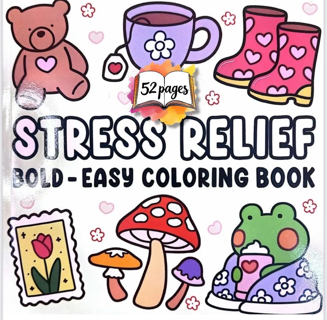 Stress Relief Digital PDF Printable Coloring Book 53 Pages Instant ...