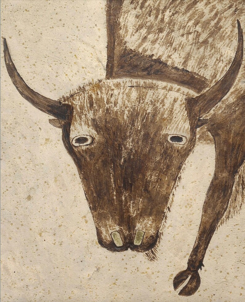 Bison Wall Art, Bison Artwork, Nostalgic Folk Art, Americana Wall Art ...