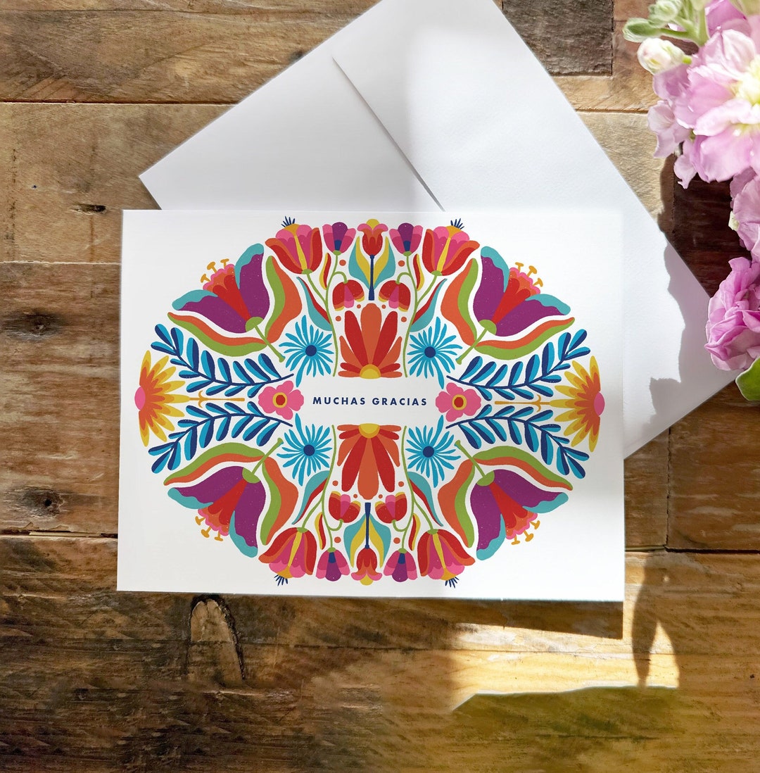 Hand Illustrated Bright Mexico-inspired Muchas Gracias Thank You Cards ...