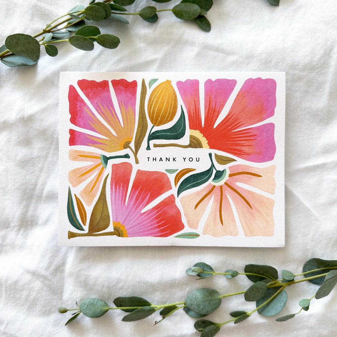 Botanical Thank You Cards: Hand Illustrated Floral Notes - Etsy