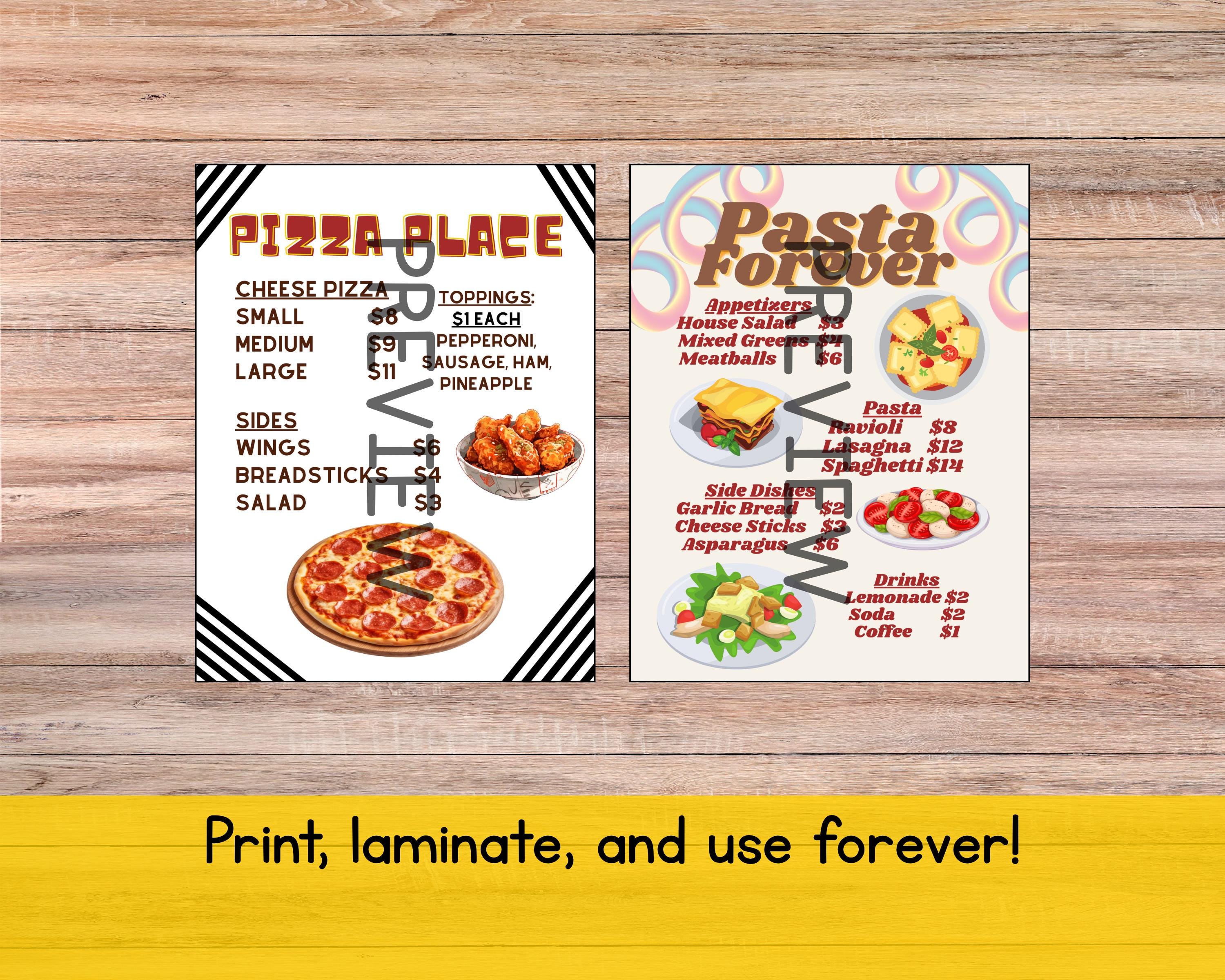 Printable Pretend Restaurant Menus for Math Practice –real-world Money ...