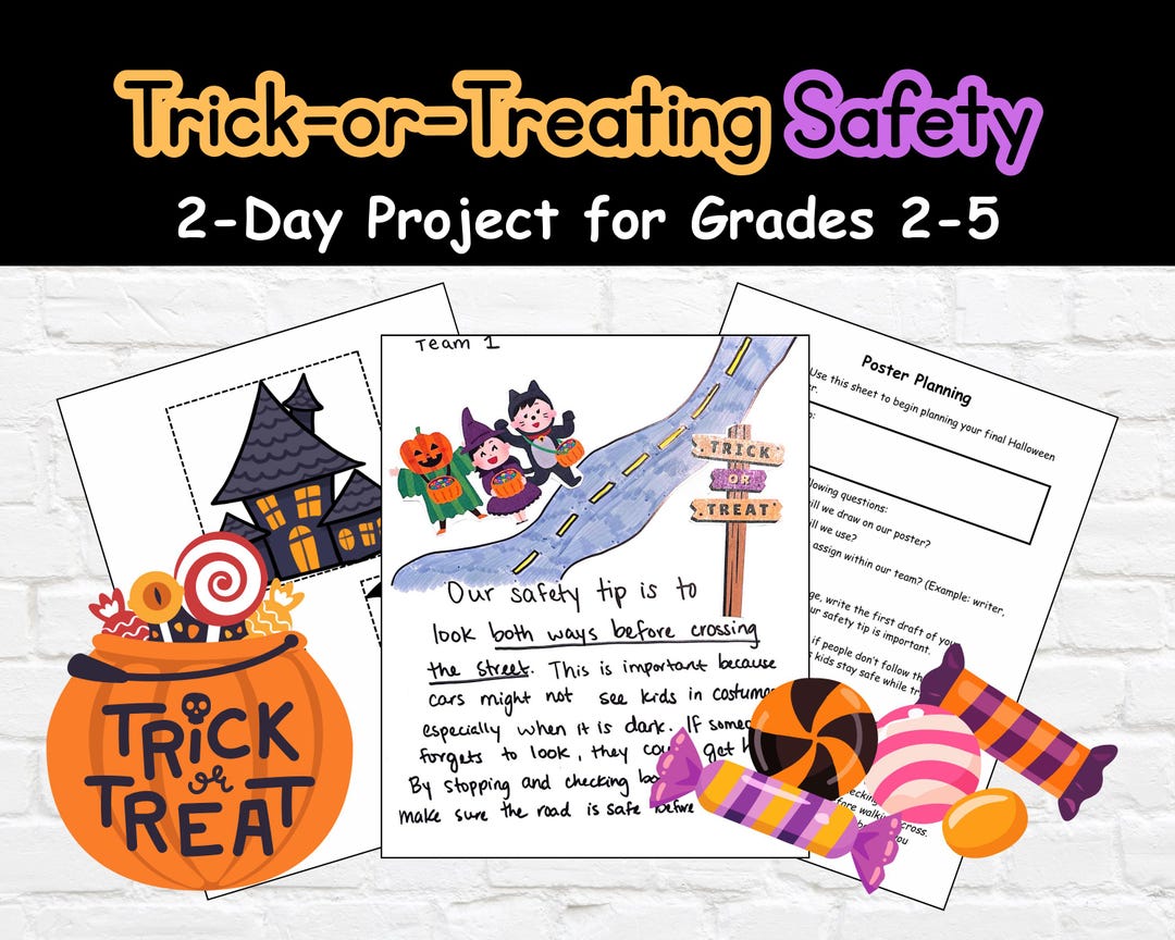 Halloween Safety Poster Project: Elementary Learning Activity - Etsy
