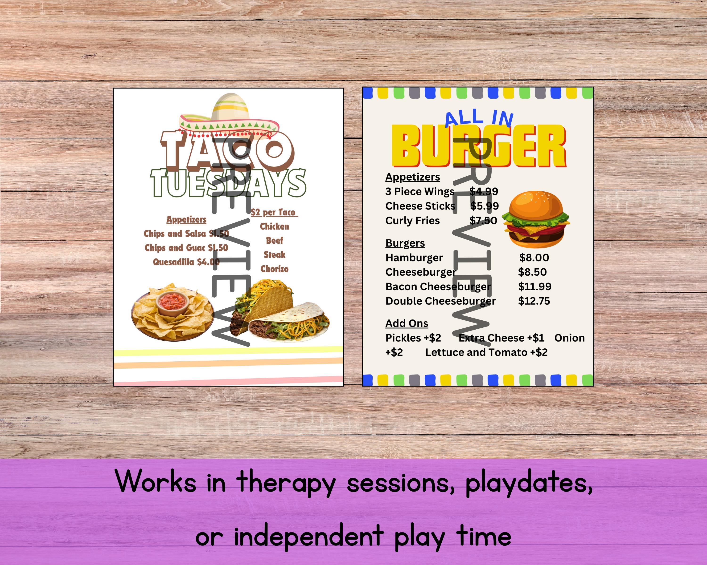 Printable Pretend Restaurant Menus for Math Practice –real-world Money ...