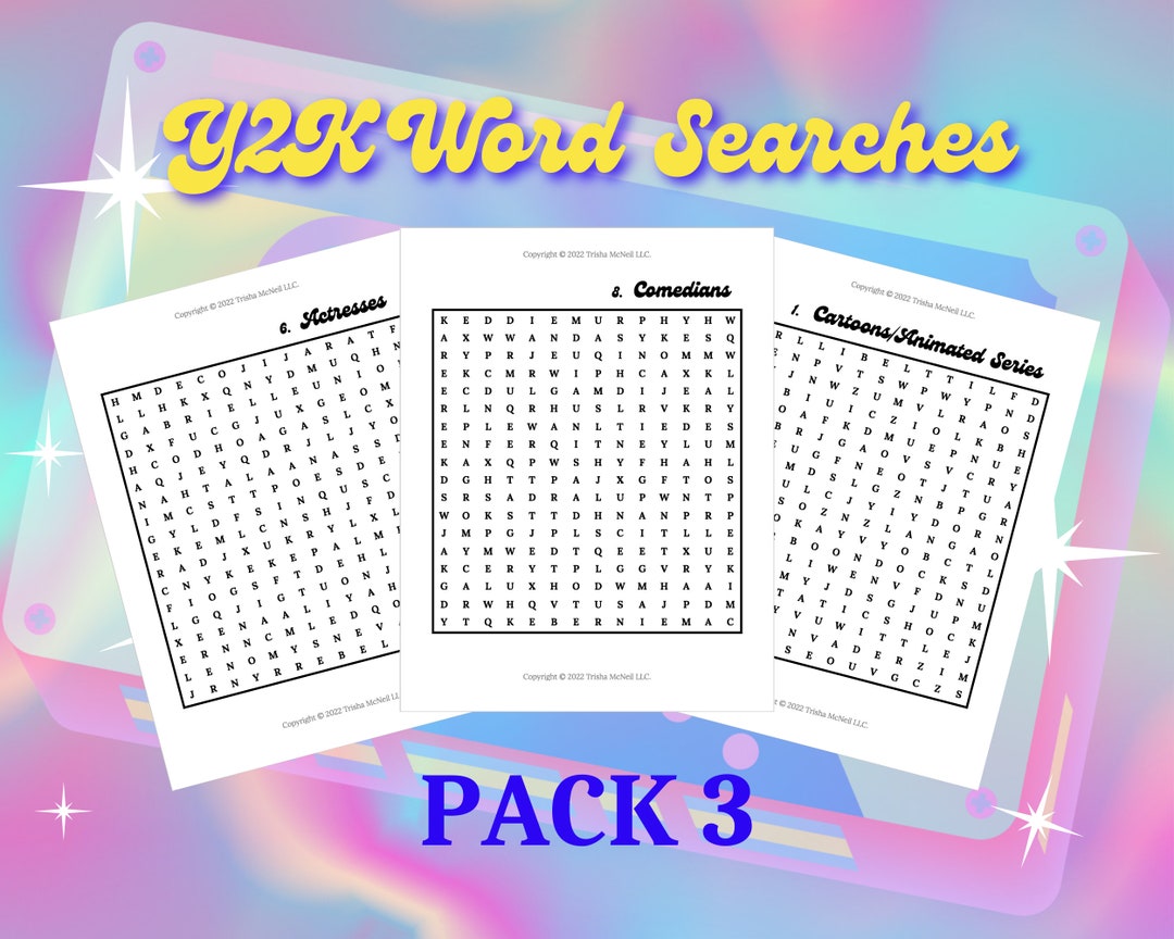 8 Y2K Word Search Puzzles 2000s Large Print Puzzle Pack 3 - Etsy