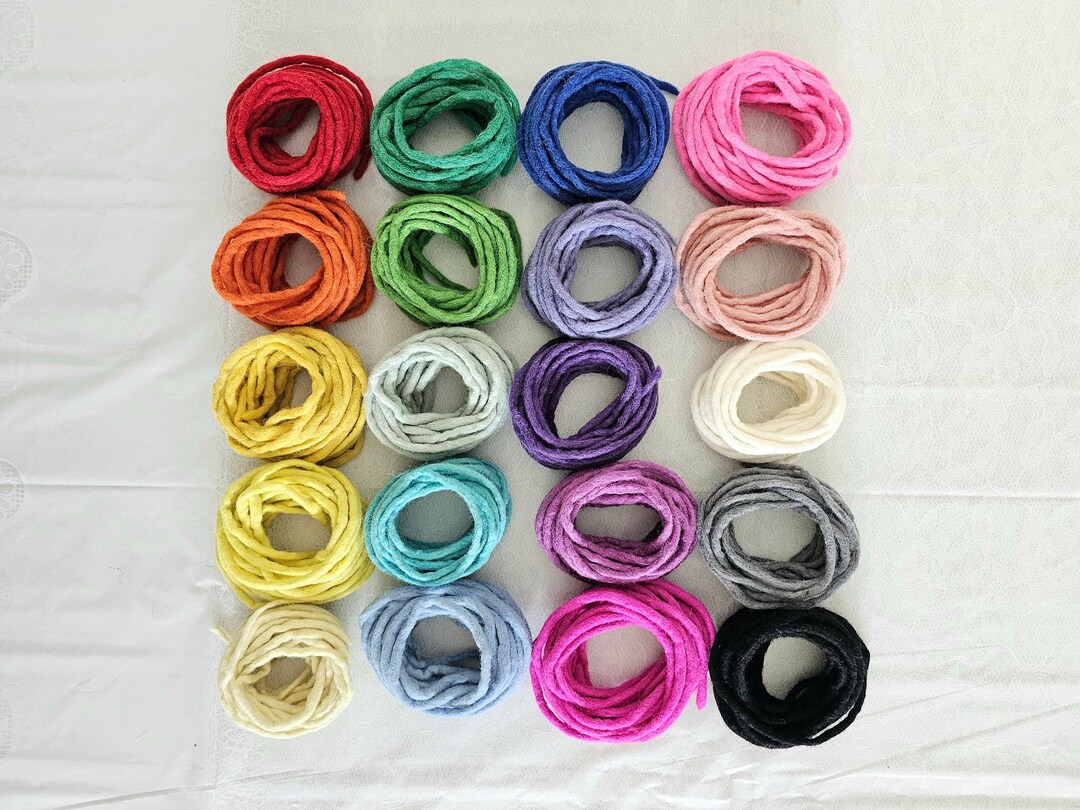 Felted Wool Rope 5 Meters 8 Foot 20x Colours Wool Felt Cord, Macrame ...