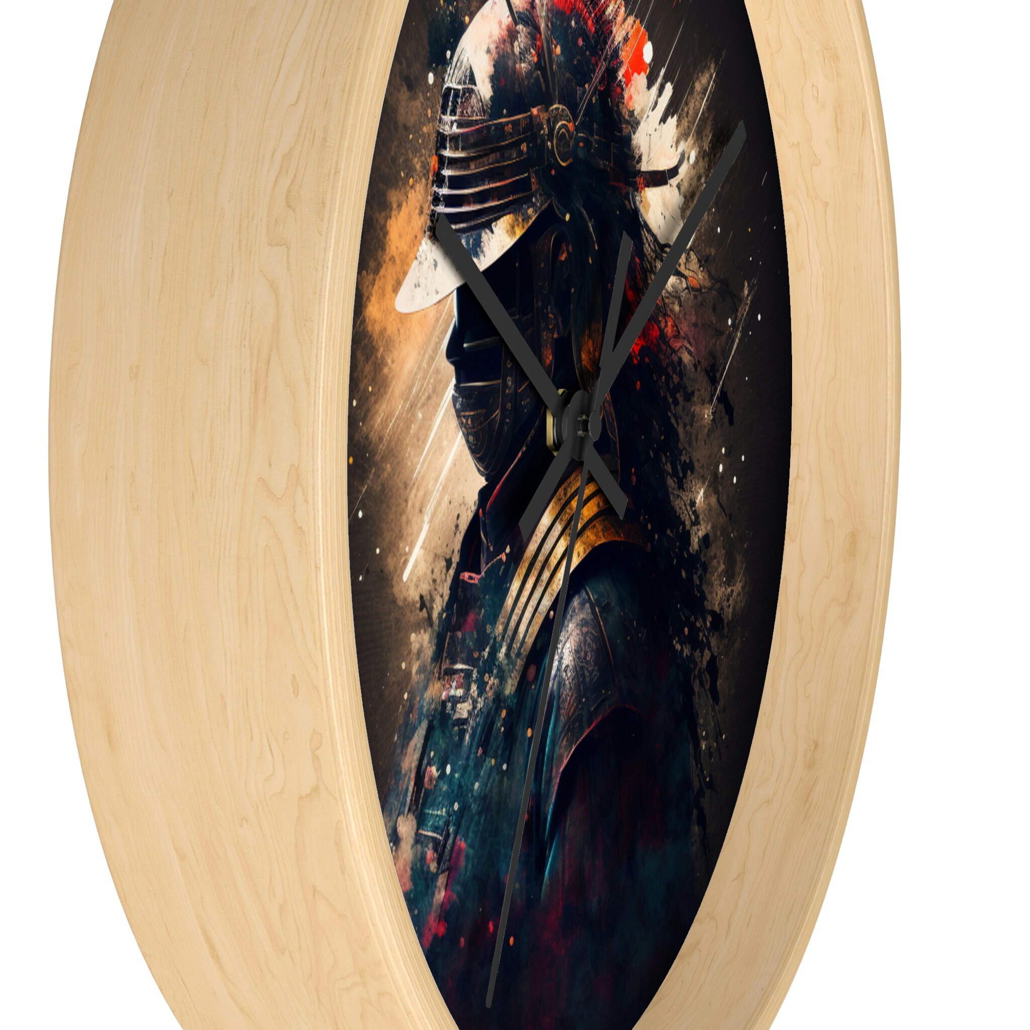 Samurai Wall Clock, AI Art Clock, Bushido Clock, Computer Generated ...