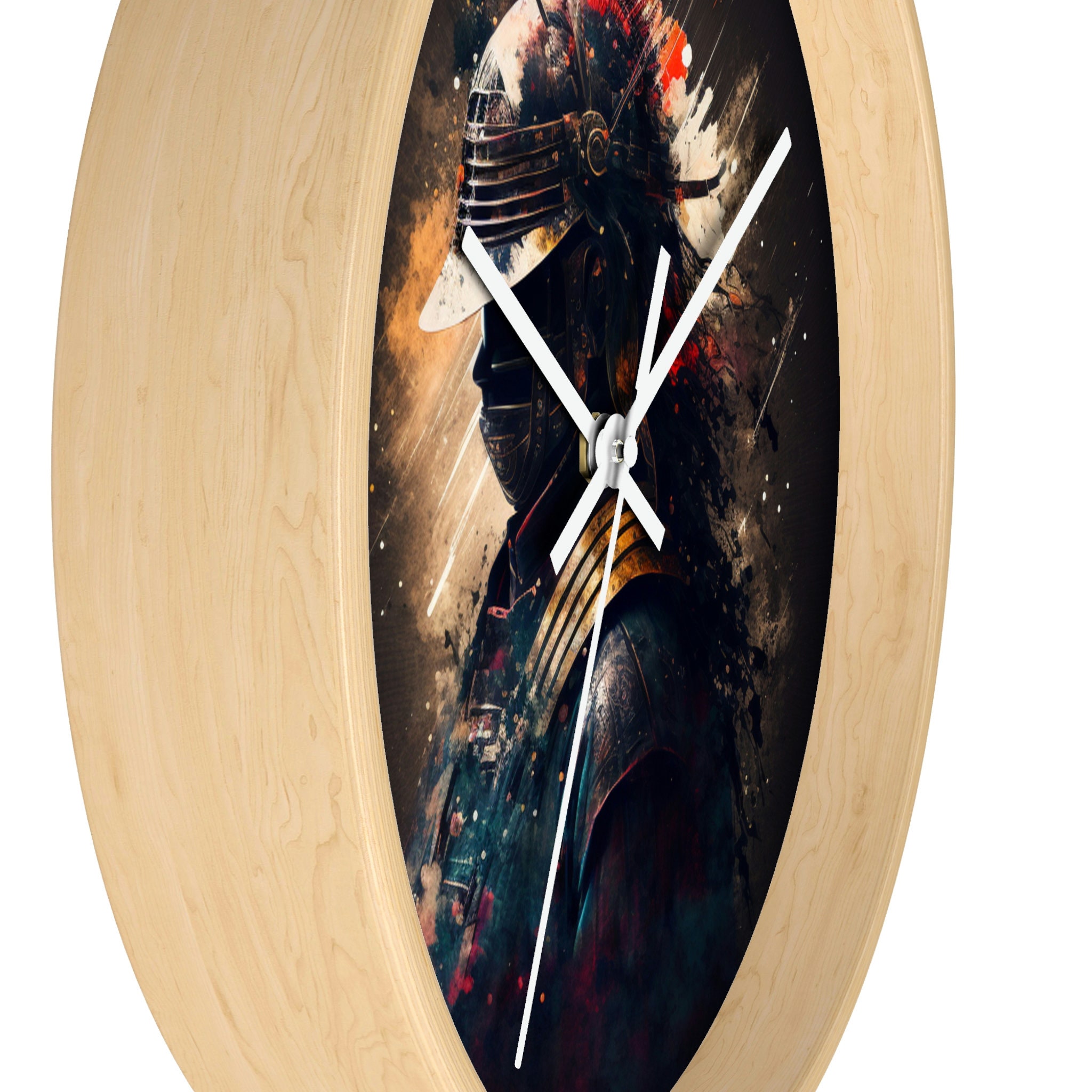 Samurai Wall Clock, AI Art Clock, Bushido Clock, Computer Generated ...