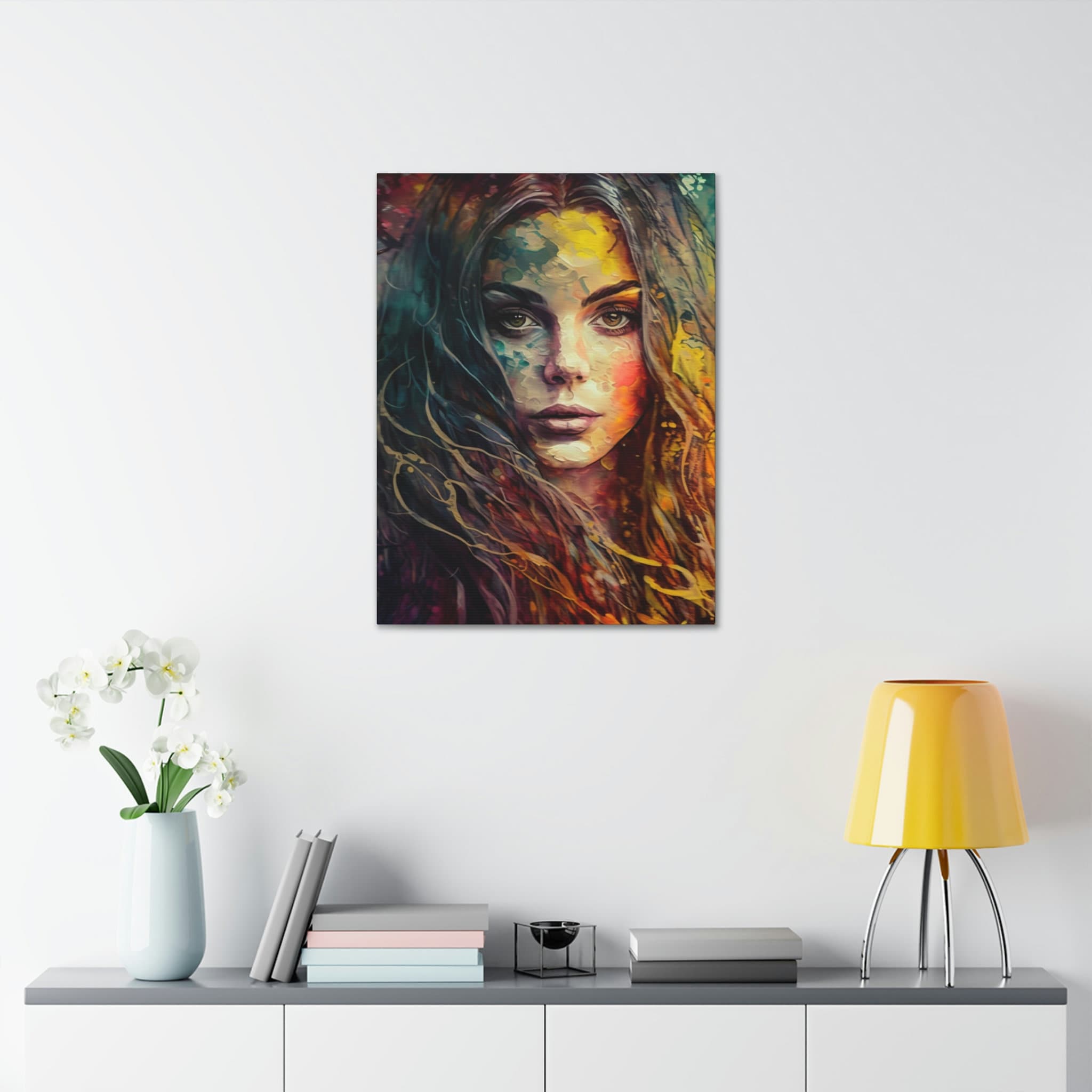 Abstract AI Model Digital Art Canvas Print, AI Generated Girl, Fantasy ...