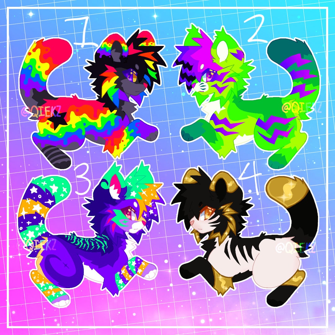 Adoptable Batch of 4 Cute Furry Sparkledog Neon Scenecore Gold - Etsy ...