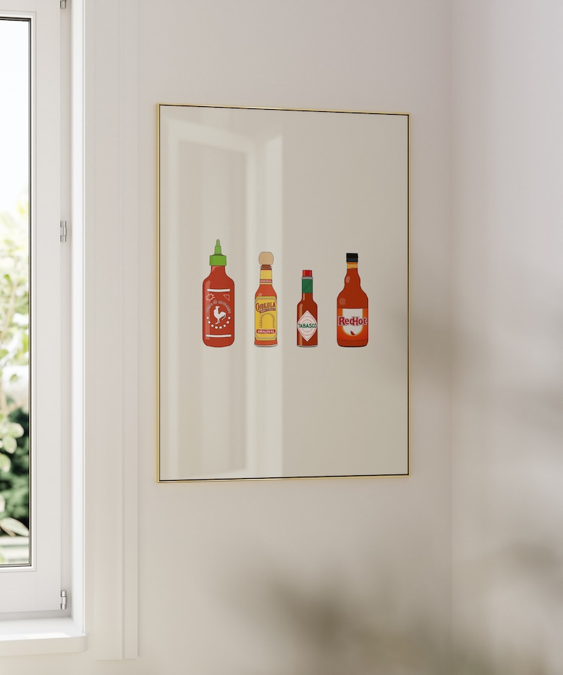 Hot Sauce Print, Hot Sauce Illustration, Printable Wall Art, Digital ...