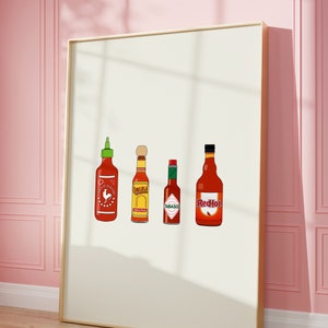 Hot Sauce Print, Hot Sauce Illustration, Printable Wall Art, Digital ...