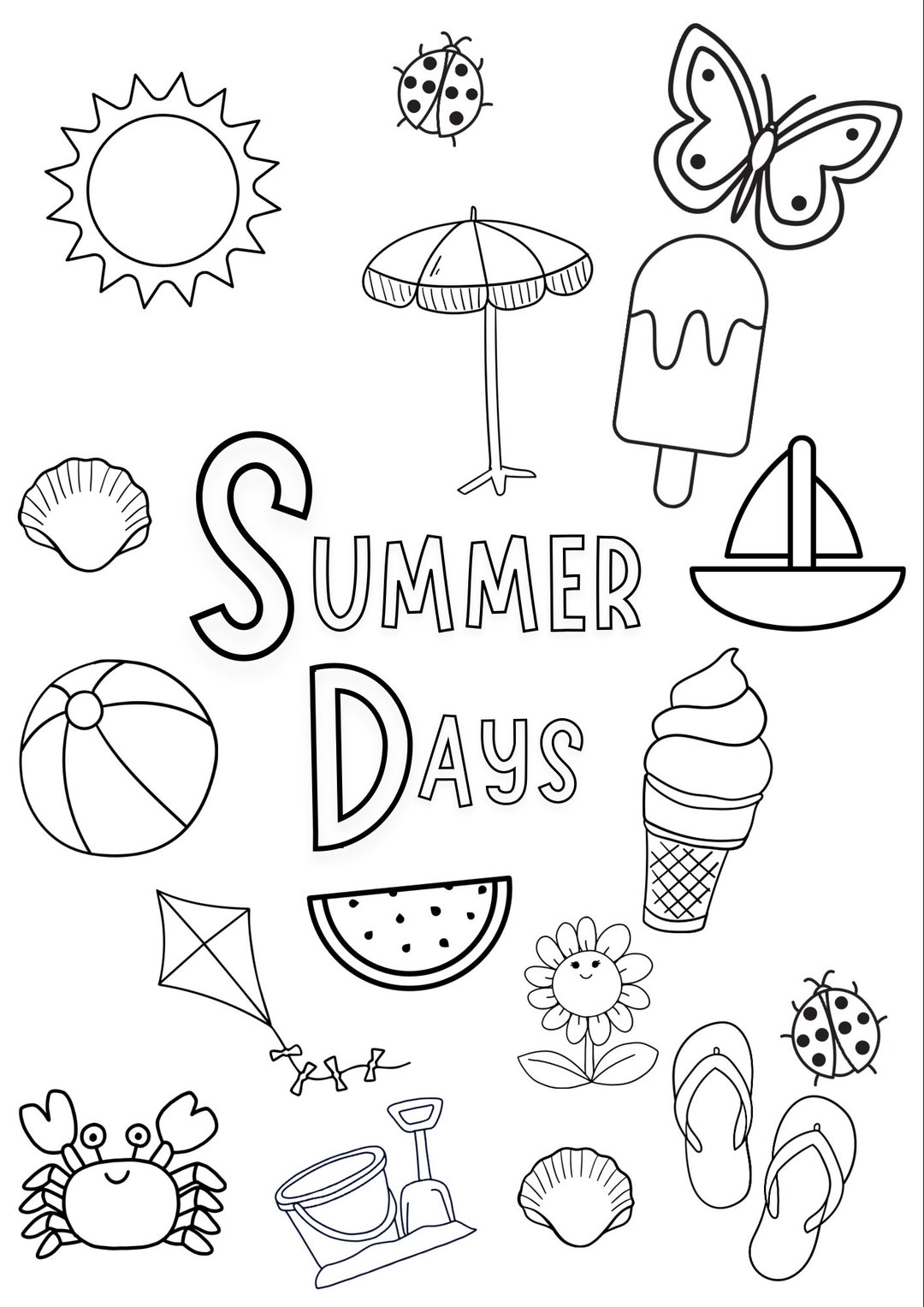 Summer Days Coloring Page - Etsy