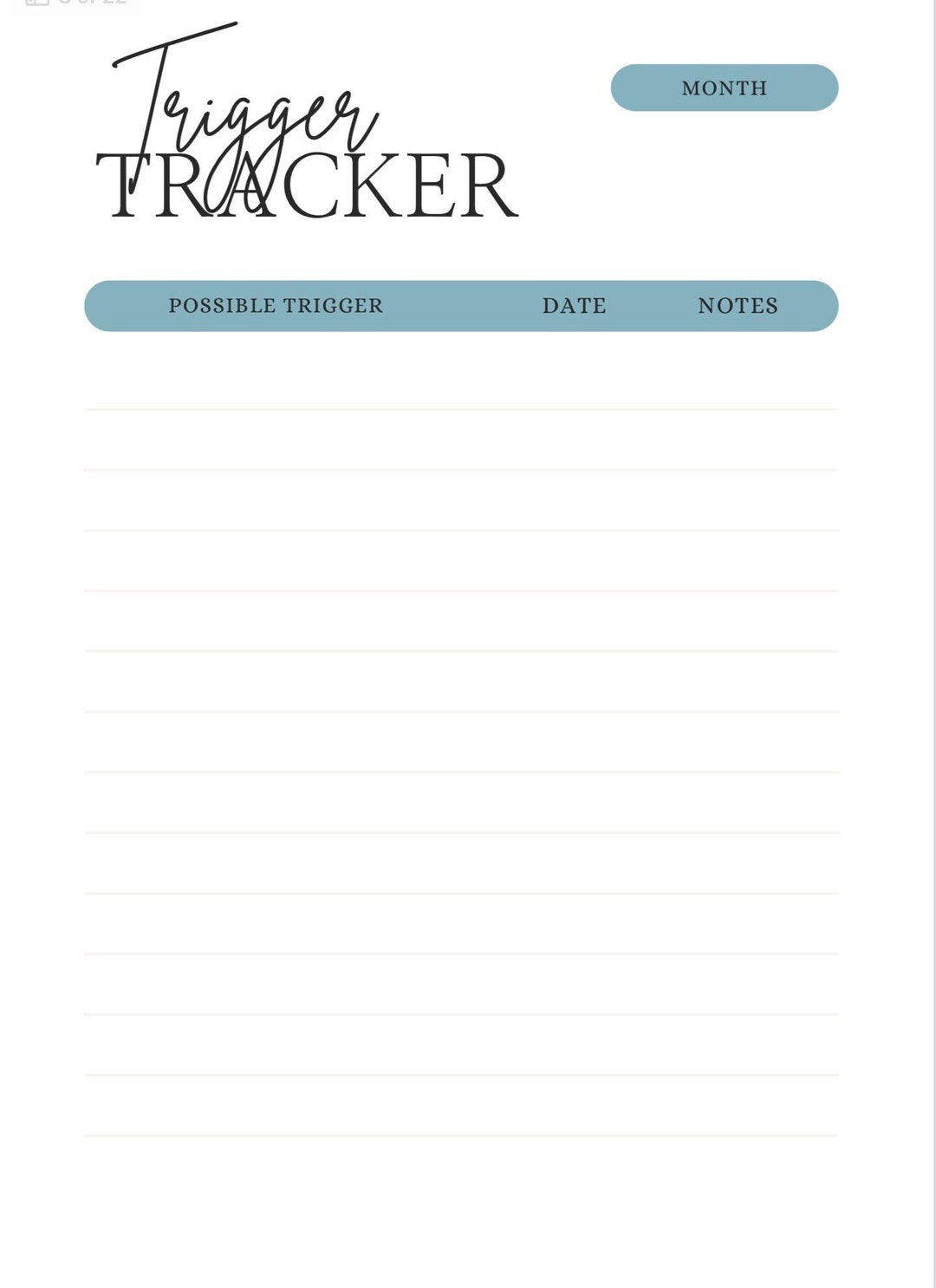 Migraine Trigger Tracker Printable - Etsy