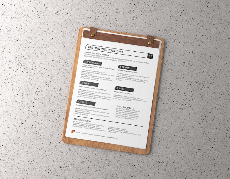 Blind Whiskey Tasting Kit Printable | Professionally Designed Scorecard ...