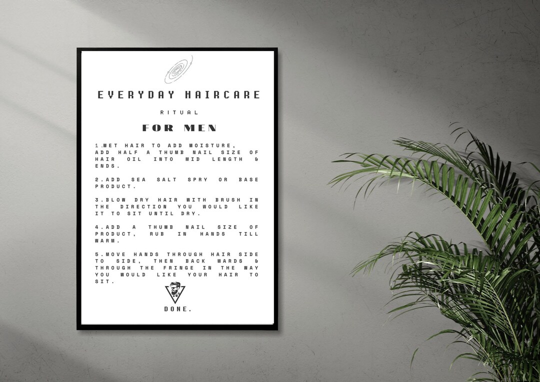 Men's Styling Poster Everyday Grooming Haircare Easy Step by Step ...