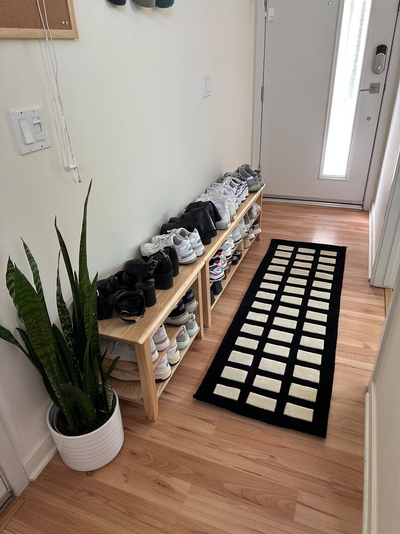 Wool Runner Rug, Hallway Runner, Statement Rug, Abstract Runner, Block ...