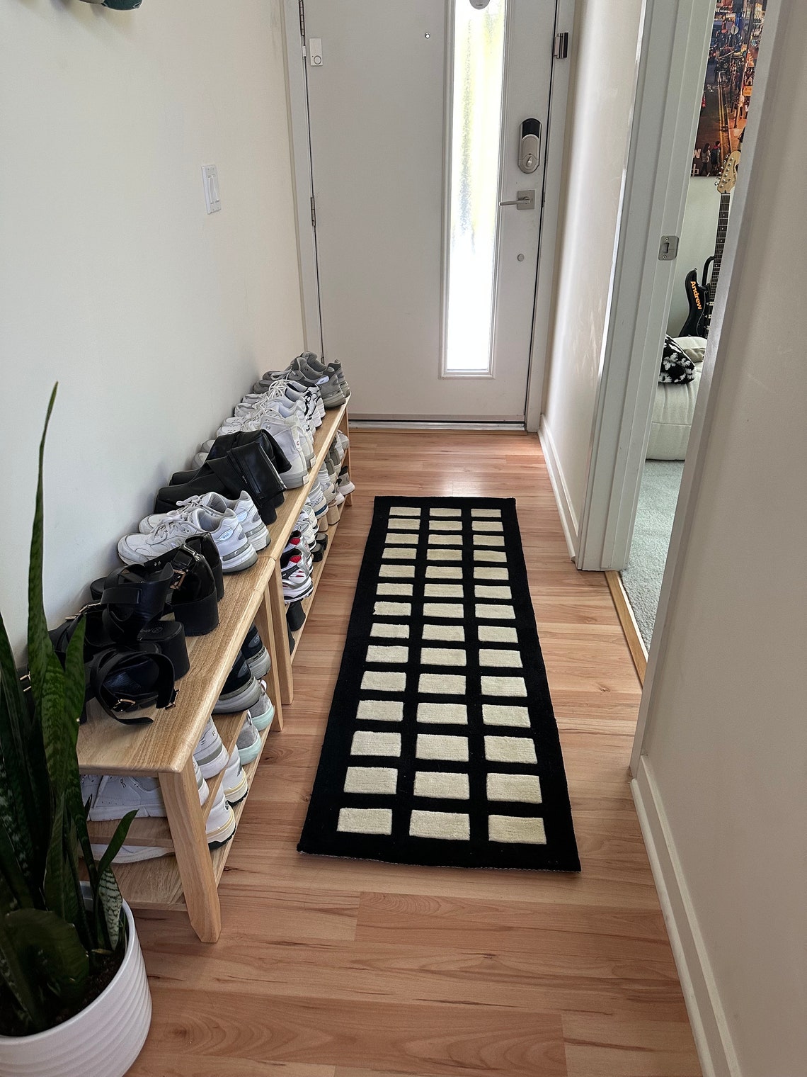 Wool Runner Rug, Hallway Runner, Statement Rug, Abstract Runner, Block ...