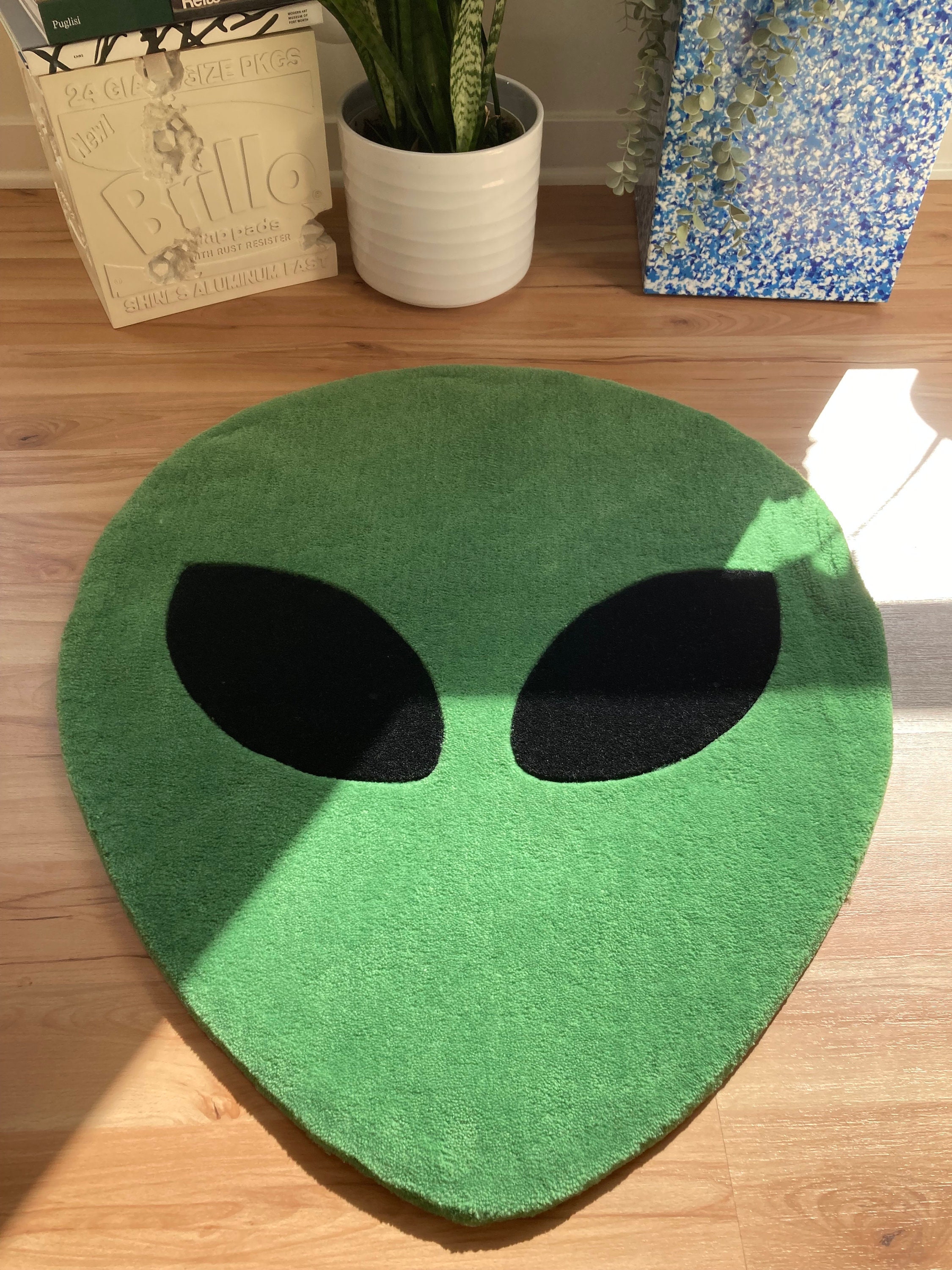 Alien Rug Fun Rug Green Alien Head Accent Rug Irregular - Etsy