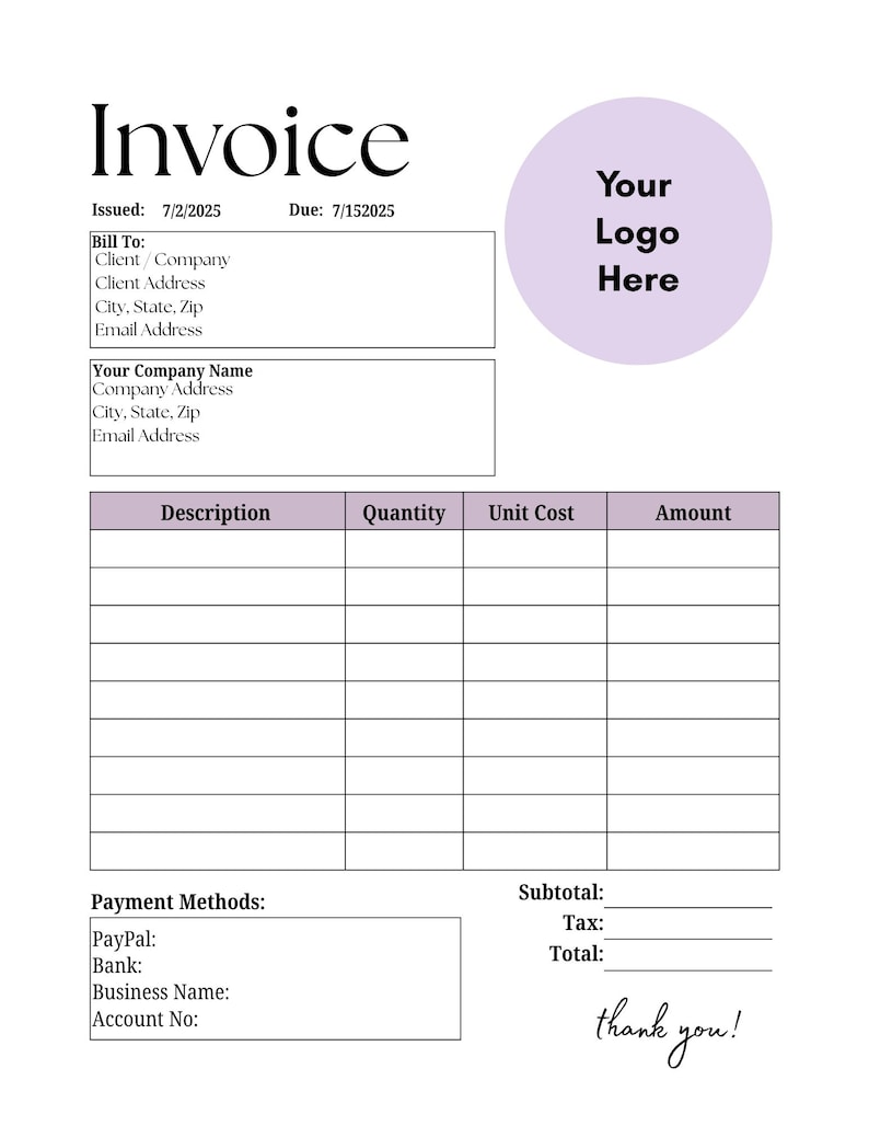Modèle de facture modifiable | Facture pour petites entreprises et ...