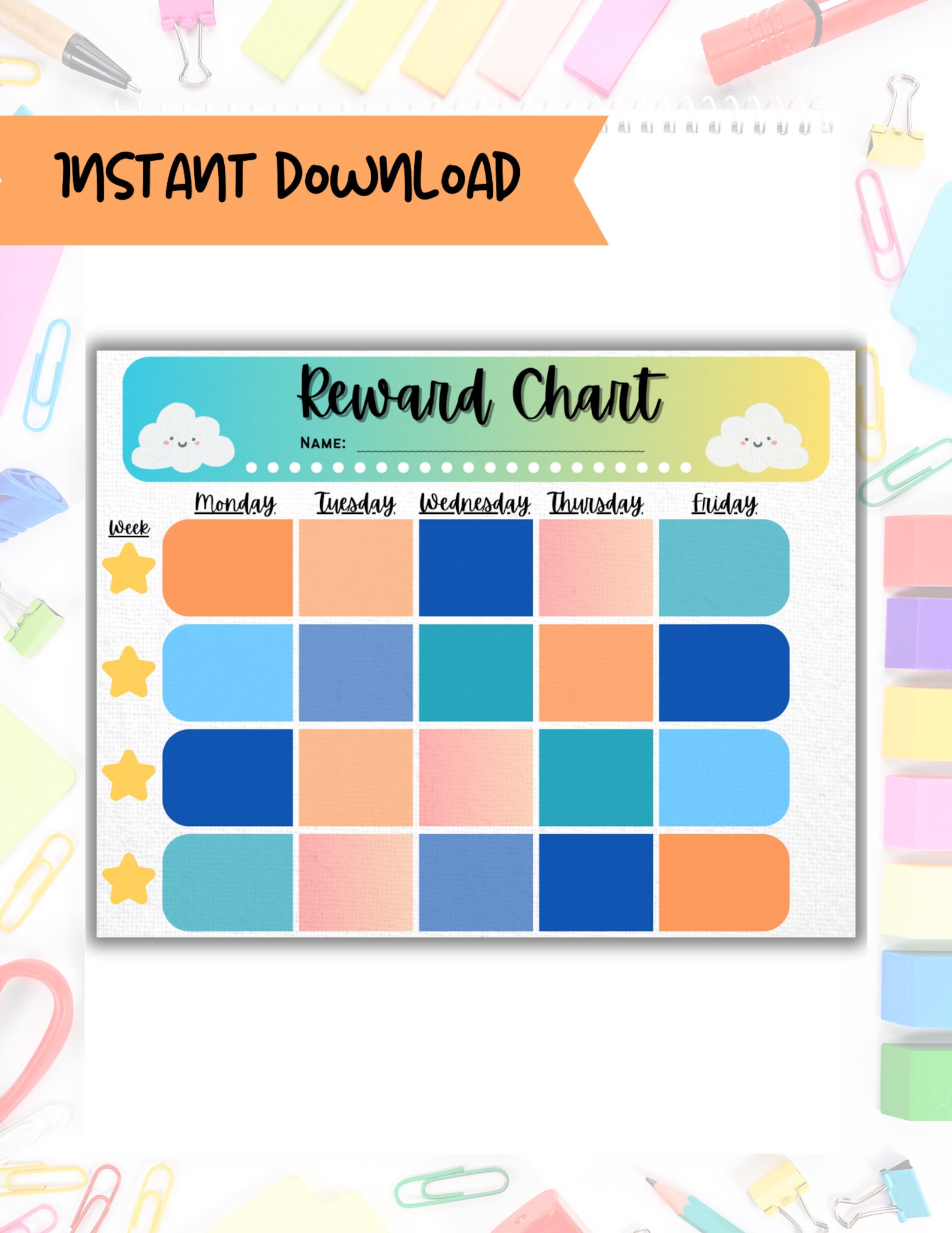 Printable Reward Chart, Child Routine Chart, Toddler Reward Chart ...