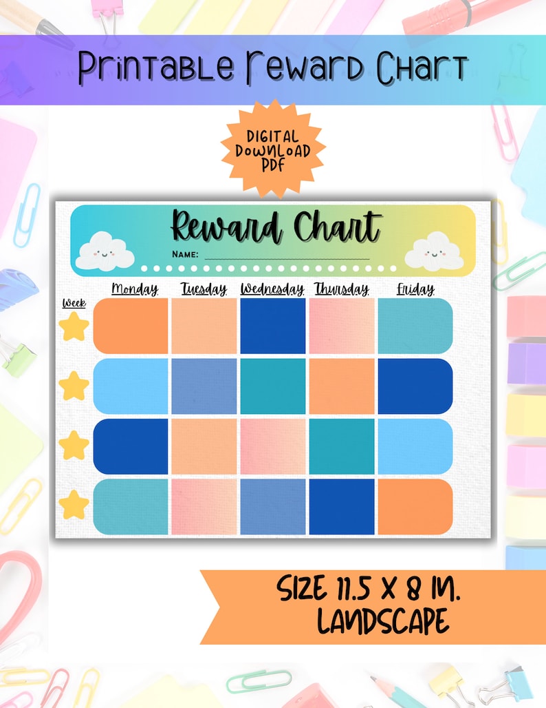 Printable Reward Chart, Child Routine Chart, Toddler Reward Chart ...