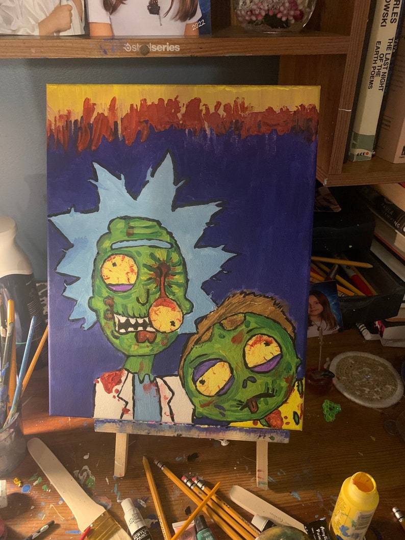 Zombie Rick and Morty Painting - Etsy