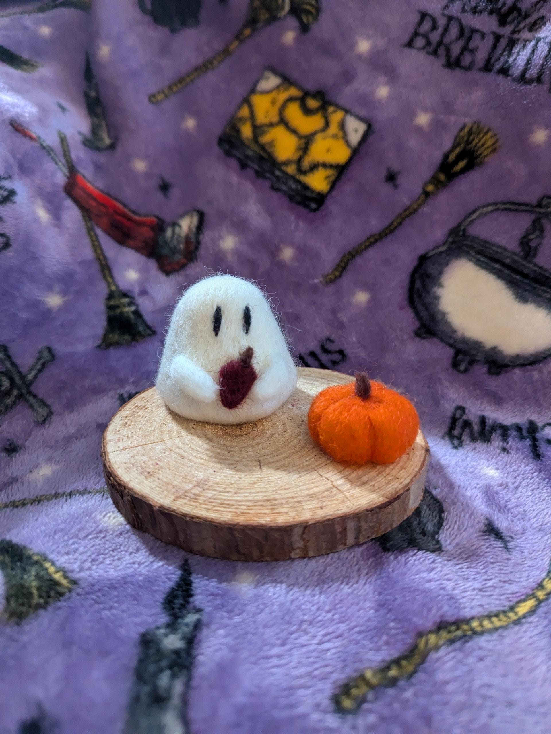 Felted Ghost and Pumpkin Fall Halloween Decoration - Etsy