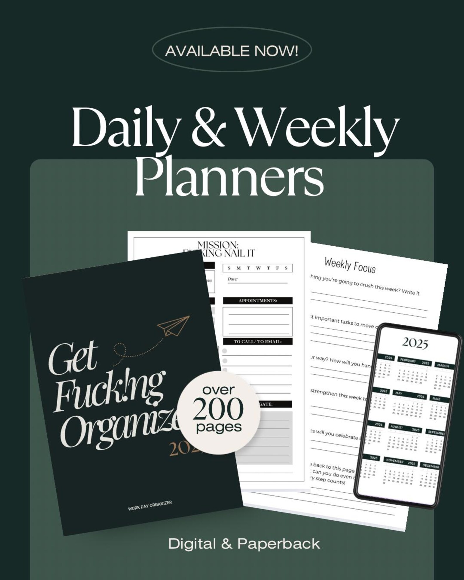 Vulgar Digital Work Day Planner | Digital Daily Planner 2025 | Work Day ...