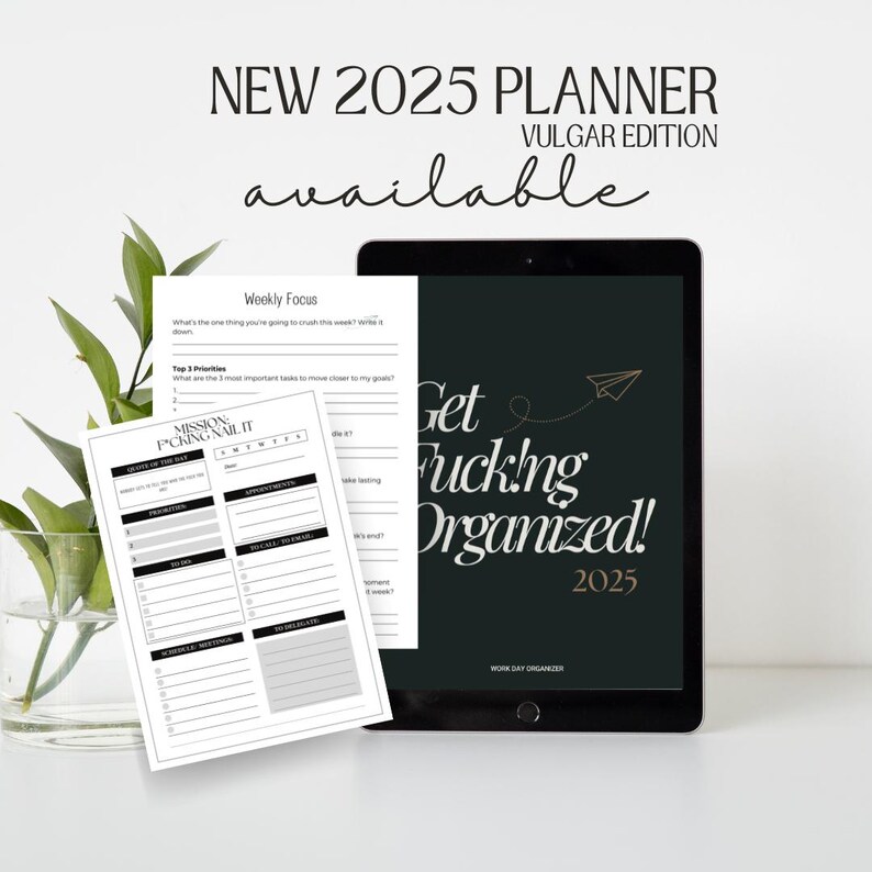 Vulgar Digital Work Day Planner | Digital Daily Planner 2025 | Work Day ...