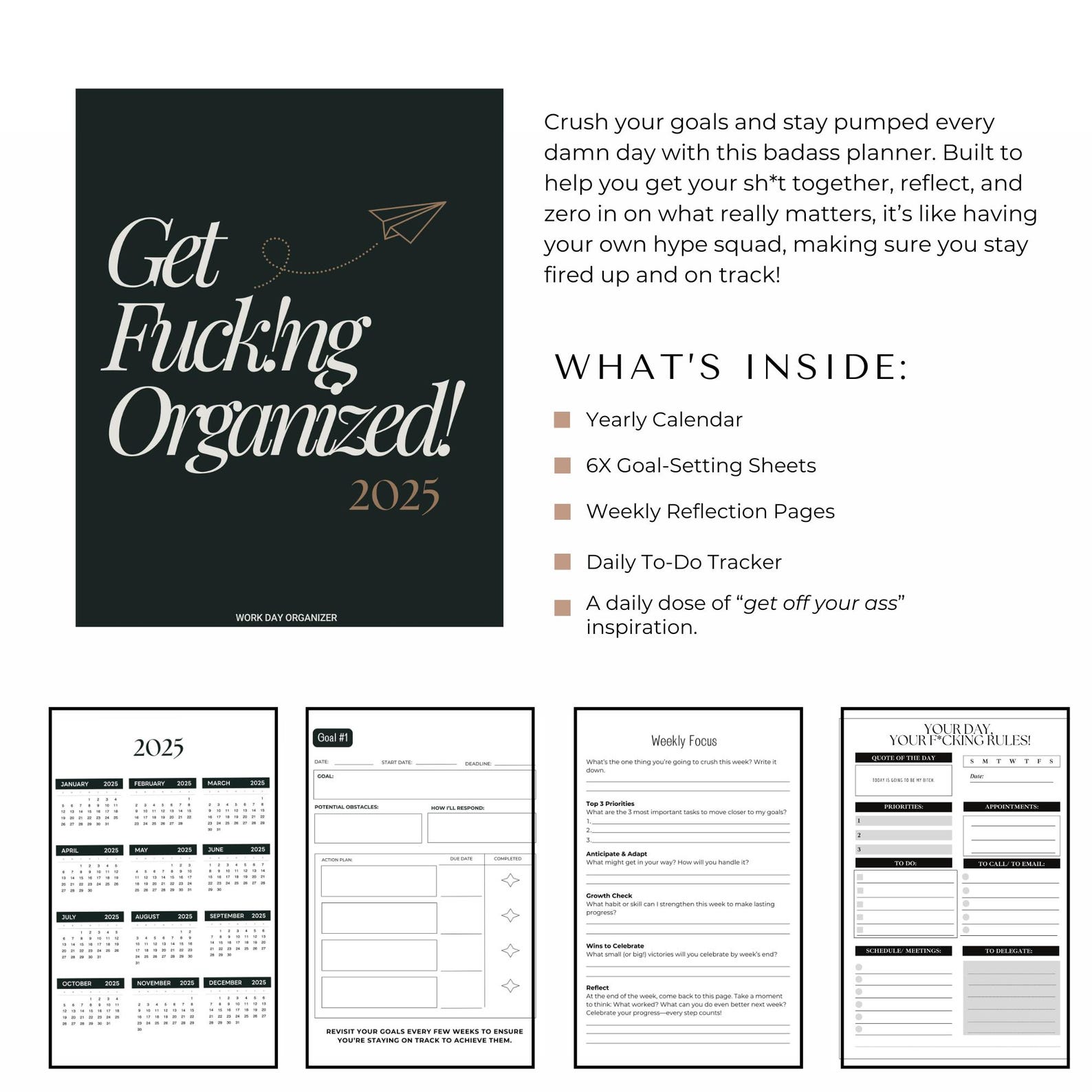 Vulgar Digital Work Day Planner | Digital Daily Planner 2025 | Work Day ...