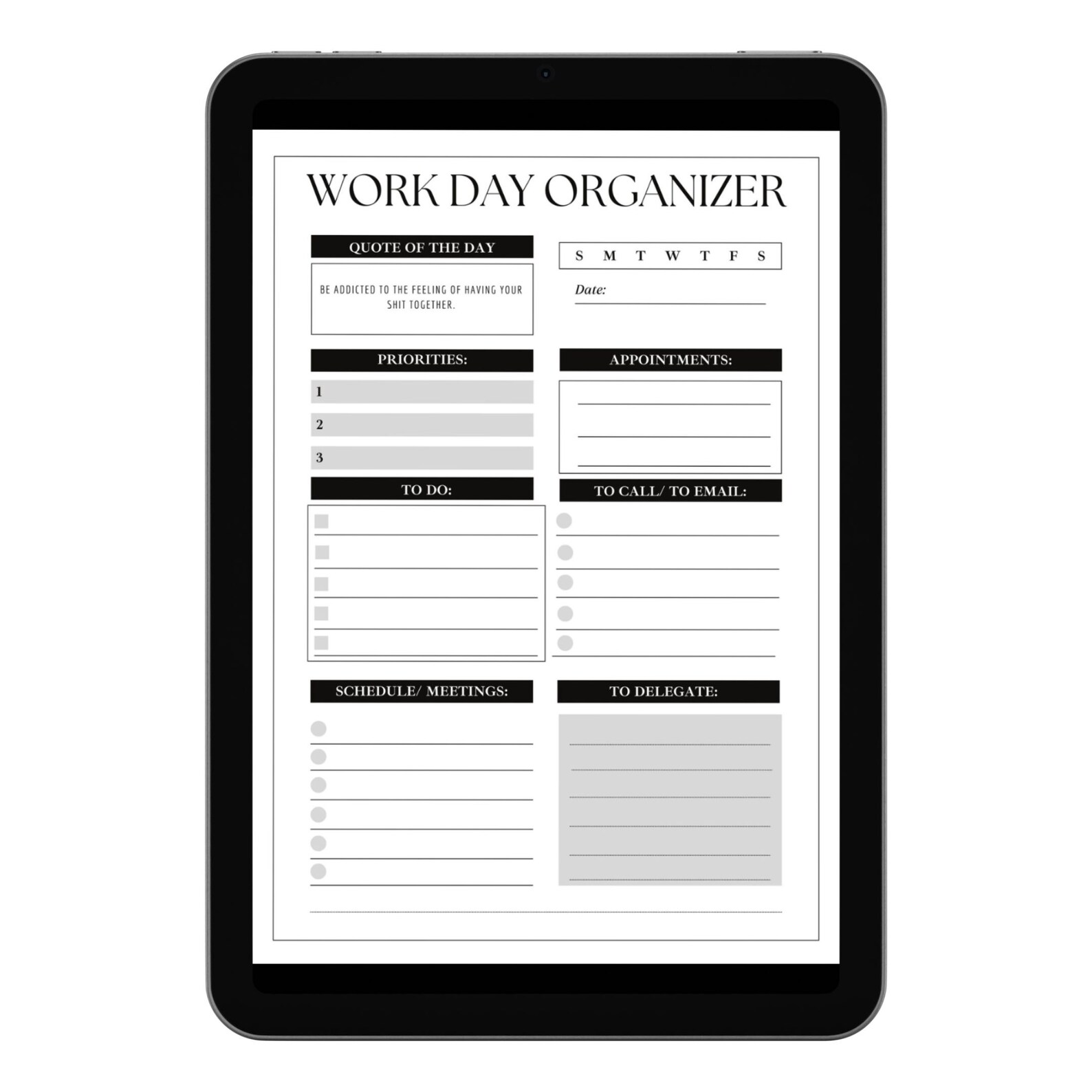 Vulgar Digital Work Day Planner Digital Daily Planner Work Day Planner Daily Agenda Spicy Daily ...