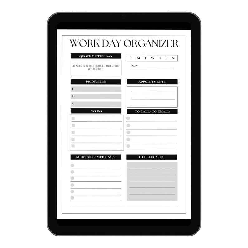 Vulgar Digital Work Day Planner Digital Daily Planner Work Day Planner ...