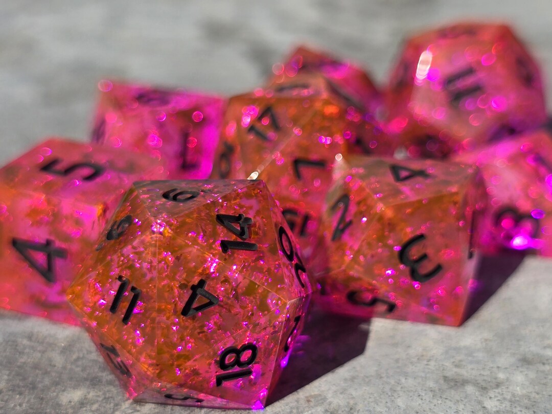 Pink Sharp Edge Dice Set. Dice. Dnd Dice. TTRPG Dice. - Etsy