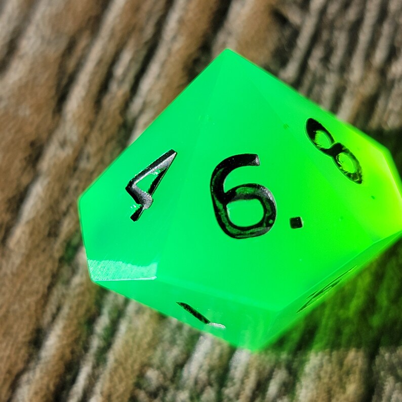7 Piece Sharp Edge Neon Green Dice Set - Etsy