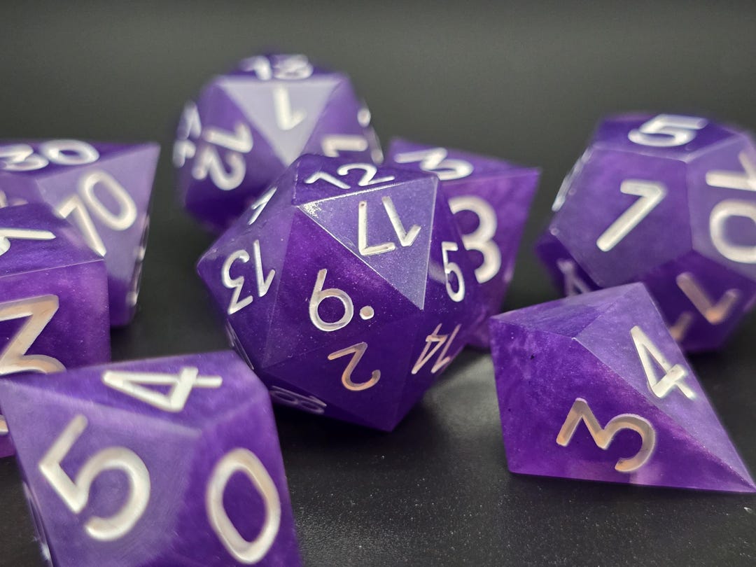 B-grade. Purple Sharp Edge Dice Set. Dice. Dnd Dice. D&D. Pathfinder ...