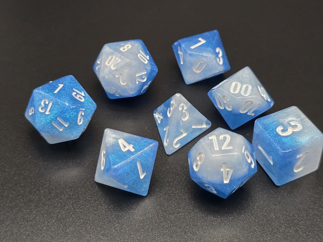 Blue and White Rounded Edge Dice Set. Dice. Dnd Dice. D&D. Pathfinder ...